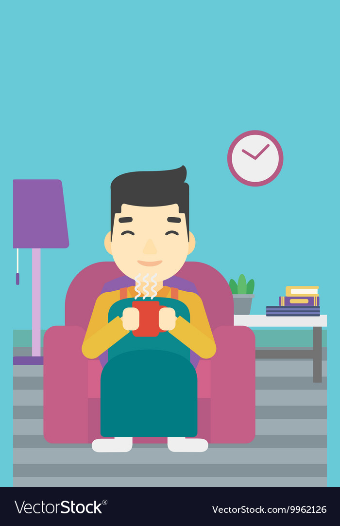 Man drinking coffee or tea Royalty Free Vector Image