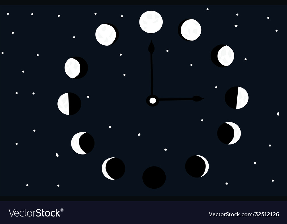 Moon clock Royalty Free Vector Image - VectorStock