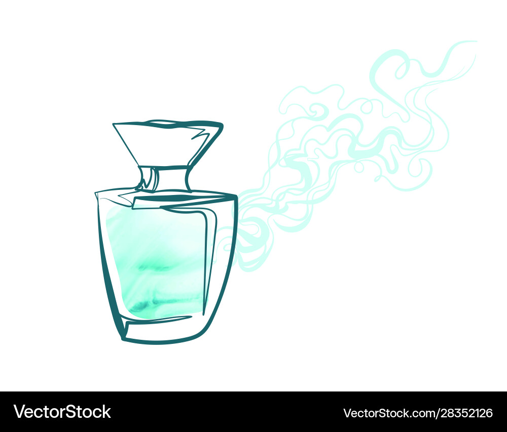 Perfume line art sketch outline isolated design Vector Image