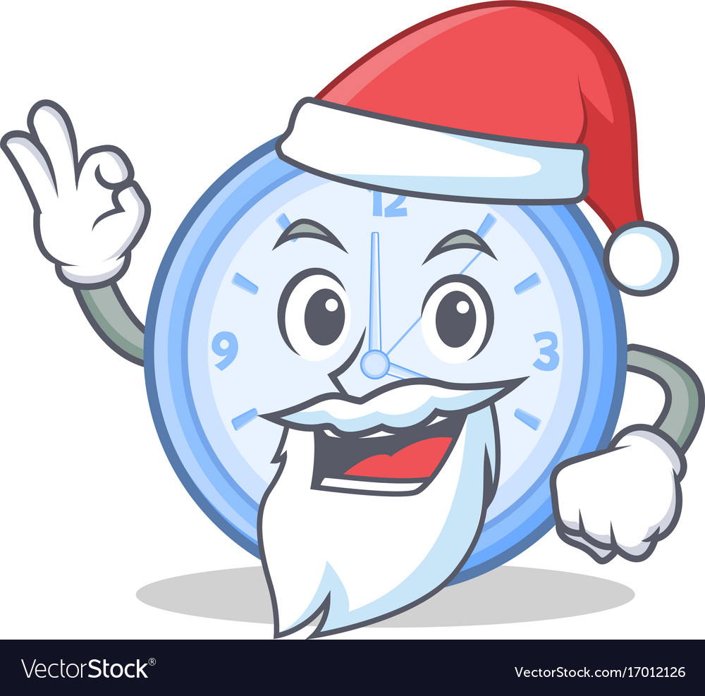 Santa clock character cartoon style Royalty Free Vector
