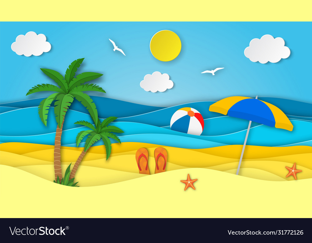 Sea landscape with beach Royalty Free Vector Image