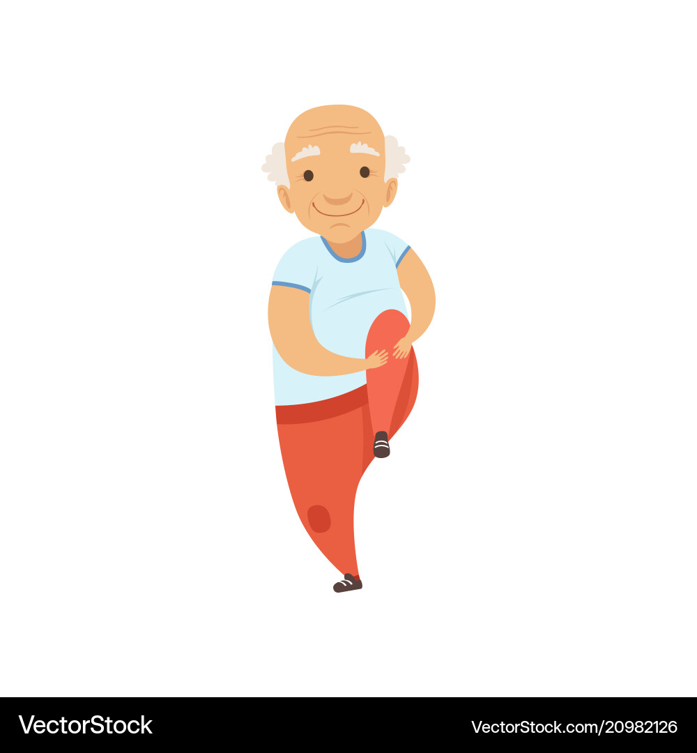 Senior man doing morning exercise in sports Vector Image