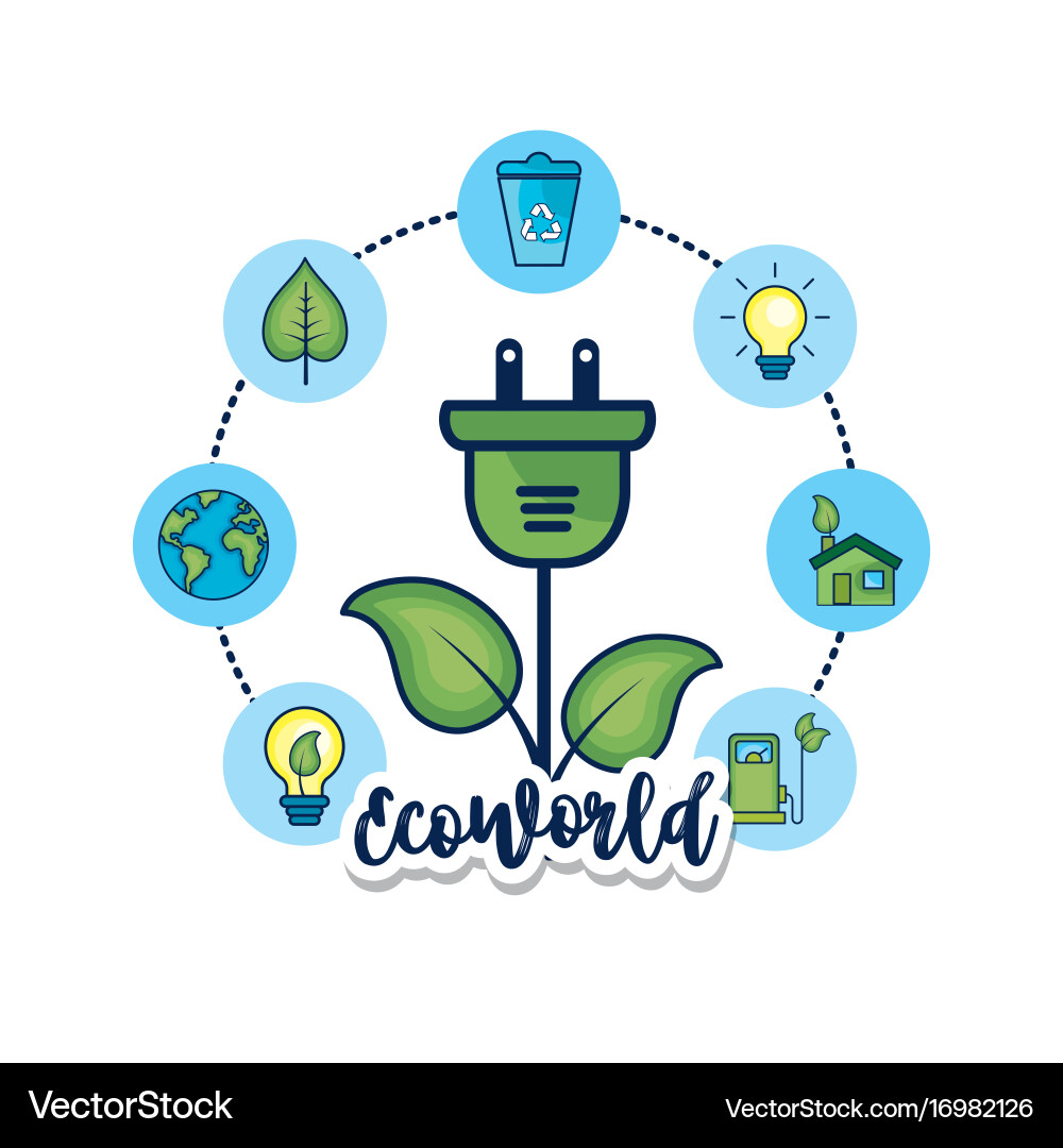 Set ecology to natural environment care Royalty Free Vector