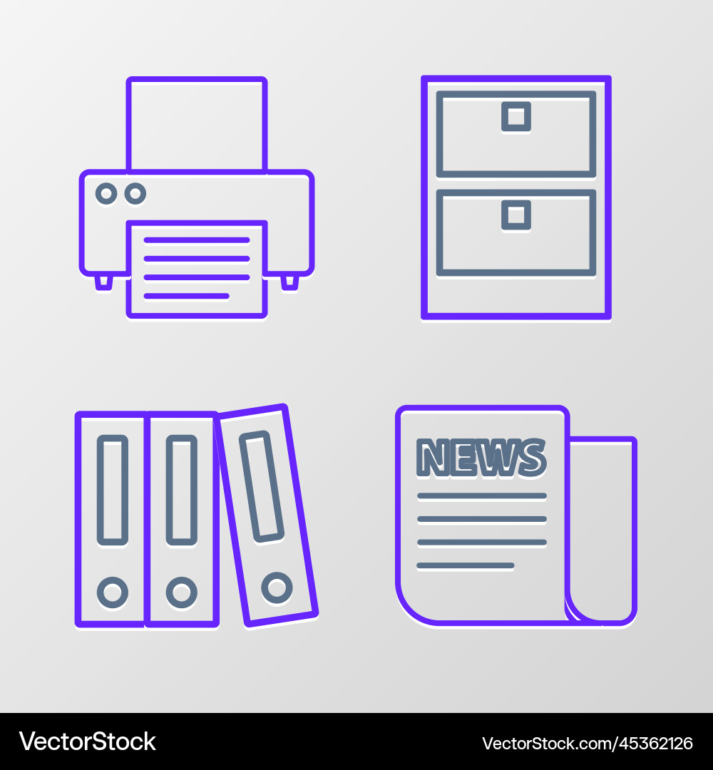 Set line news office folders with papers and Vector Image