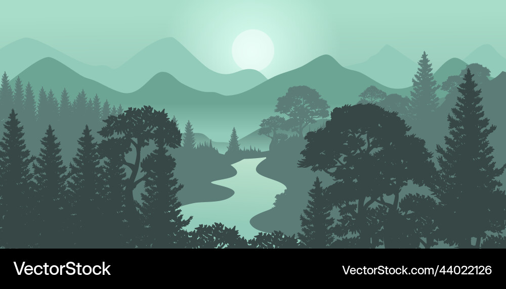Silhouette of nature landscape Royalty Free Vector Image