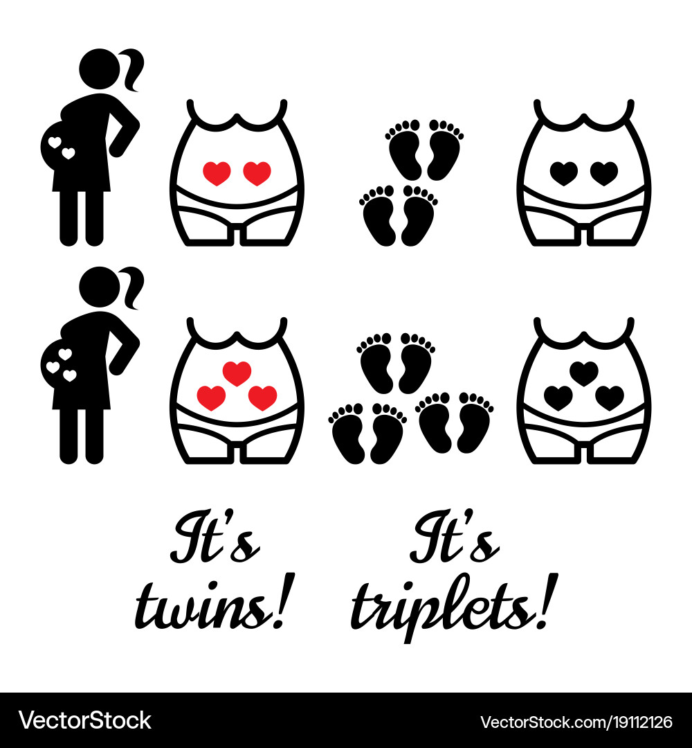 Twins triplets baby shower icons Royalty Free Vector Image