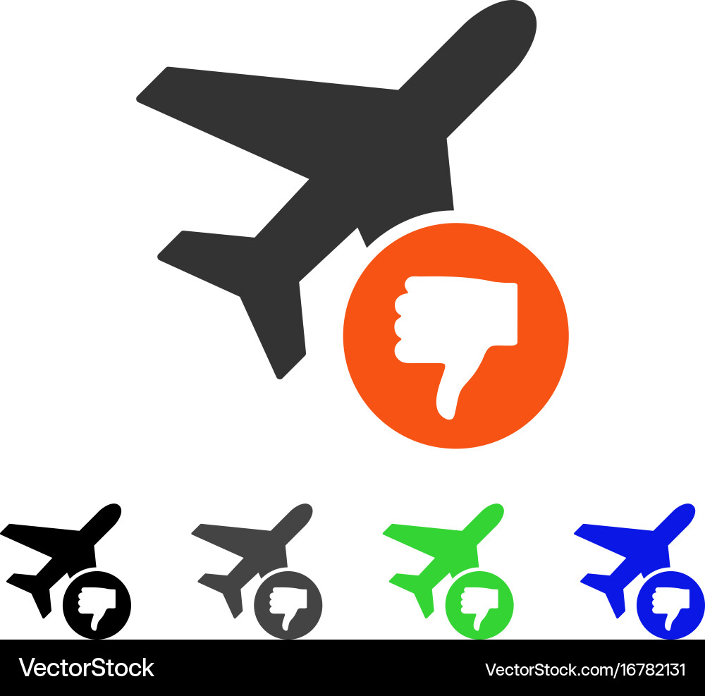 Airplane fail flat icon Royalty Free Vector Image
