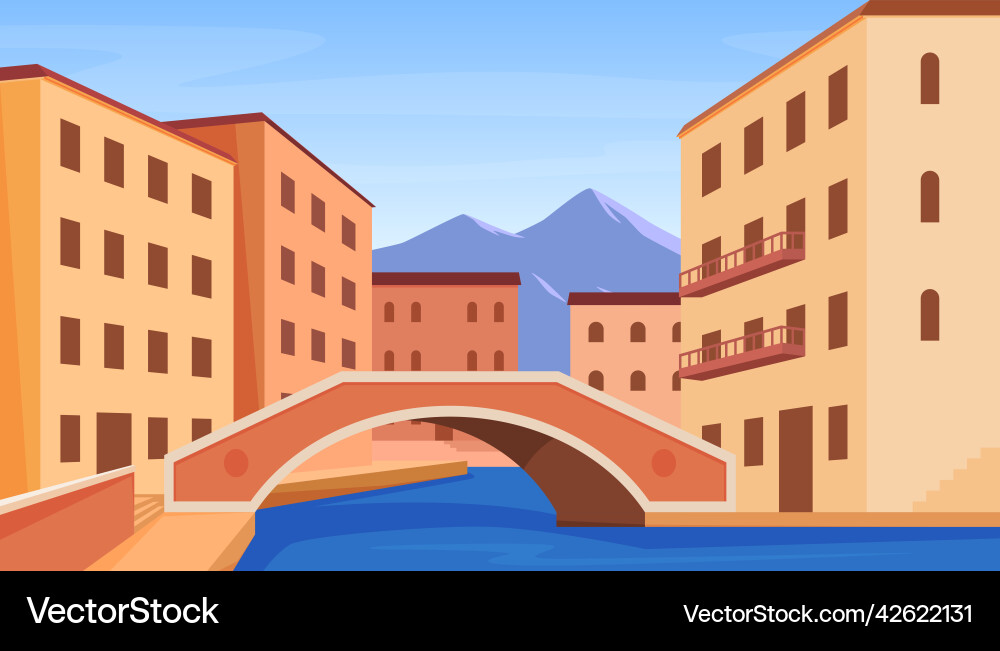 Bridge over the river canal in city Royalty Free Vector