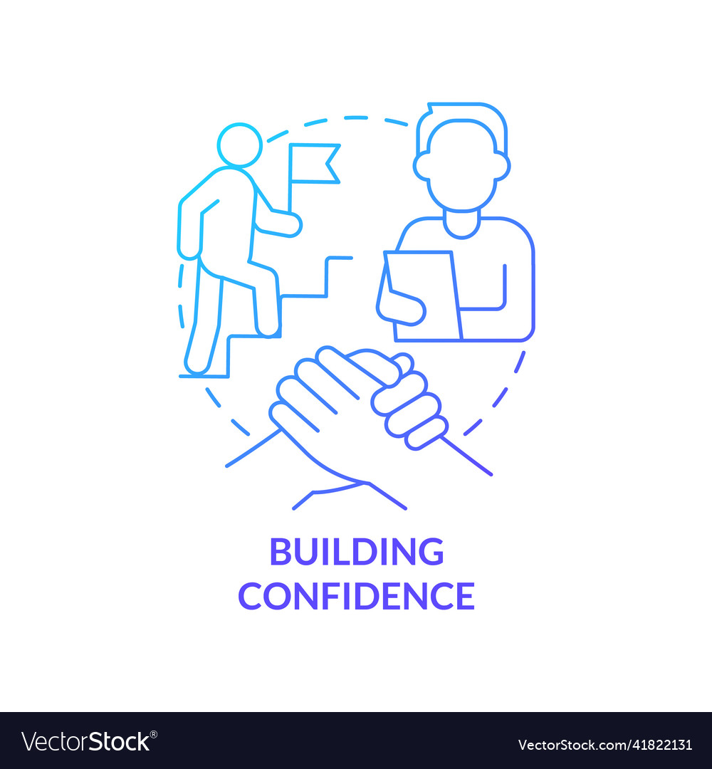 Building confidence blue gradient concept icon Vector Image