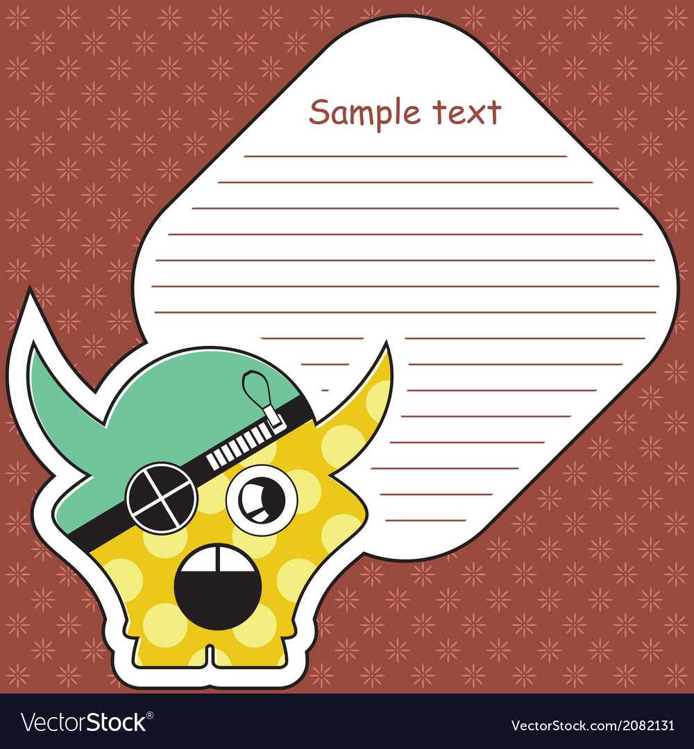 Cartoon monster with message cloud Royalty Free Vector Image