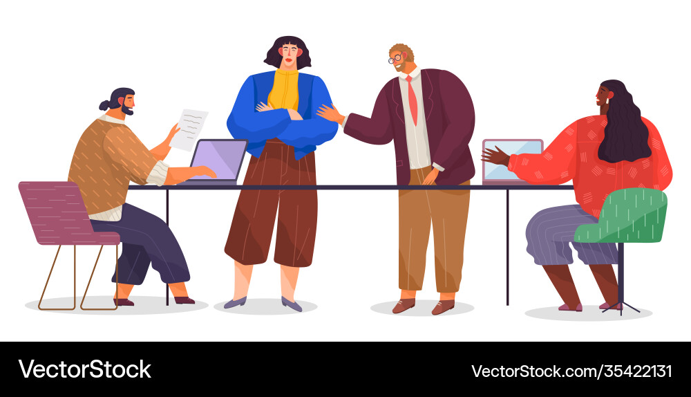 Cartoon office workers in progress man and woman Vector Image