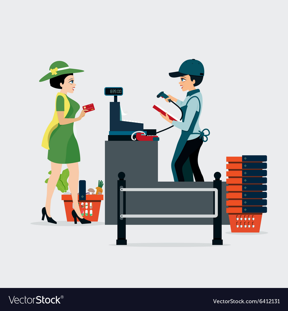 Checkout counter Royalty Free Vector Image - VectorStock