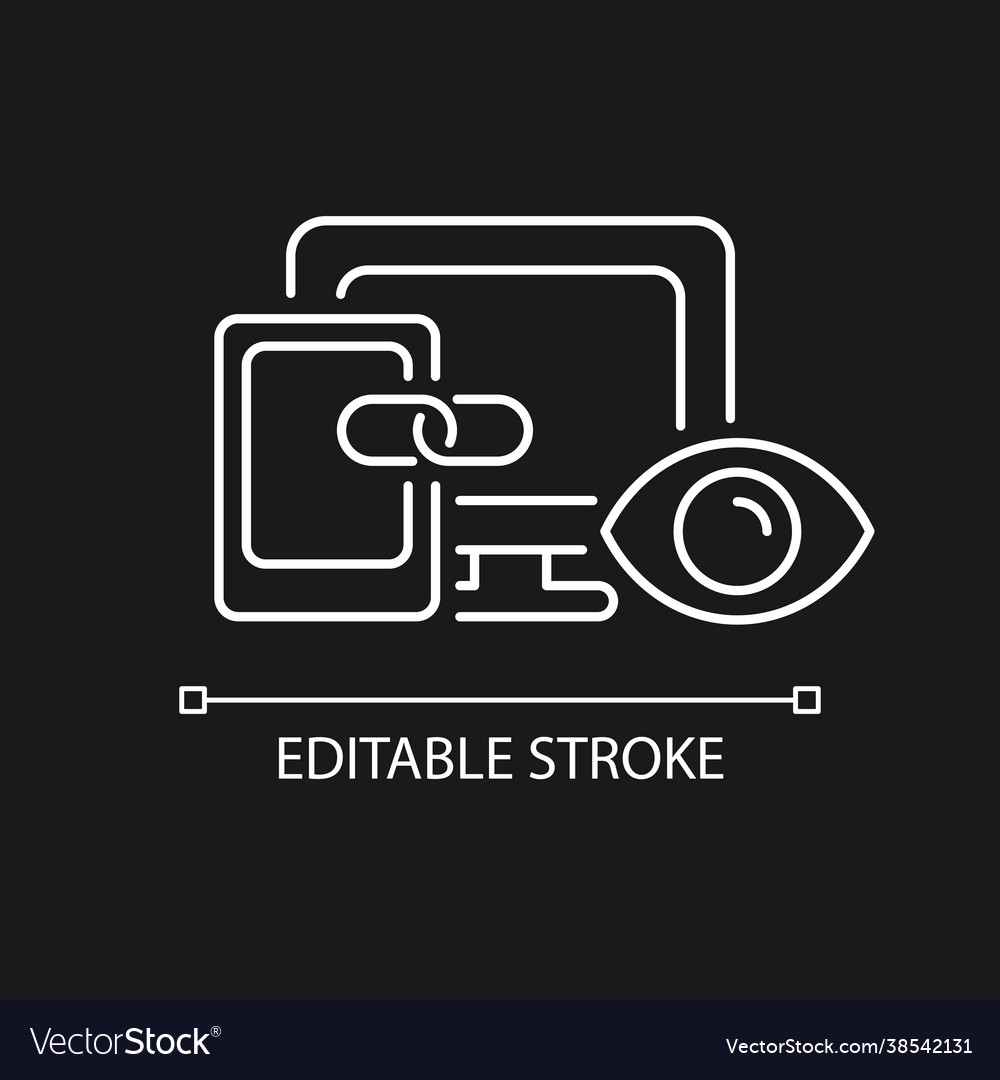 Cross-device tracking white linear icon for dark Vector Image