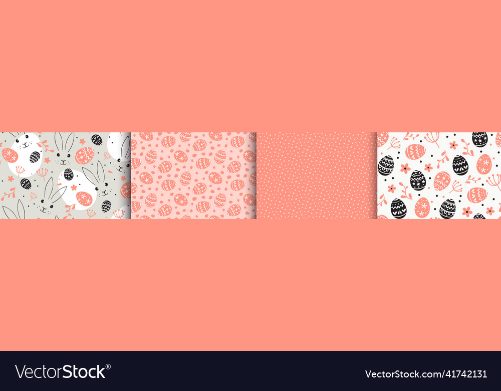 Easter seamless pattern set bunny face and Vector Image