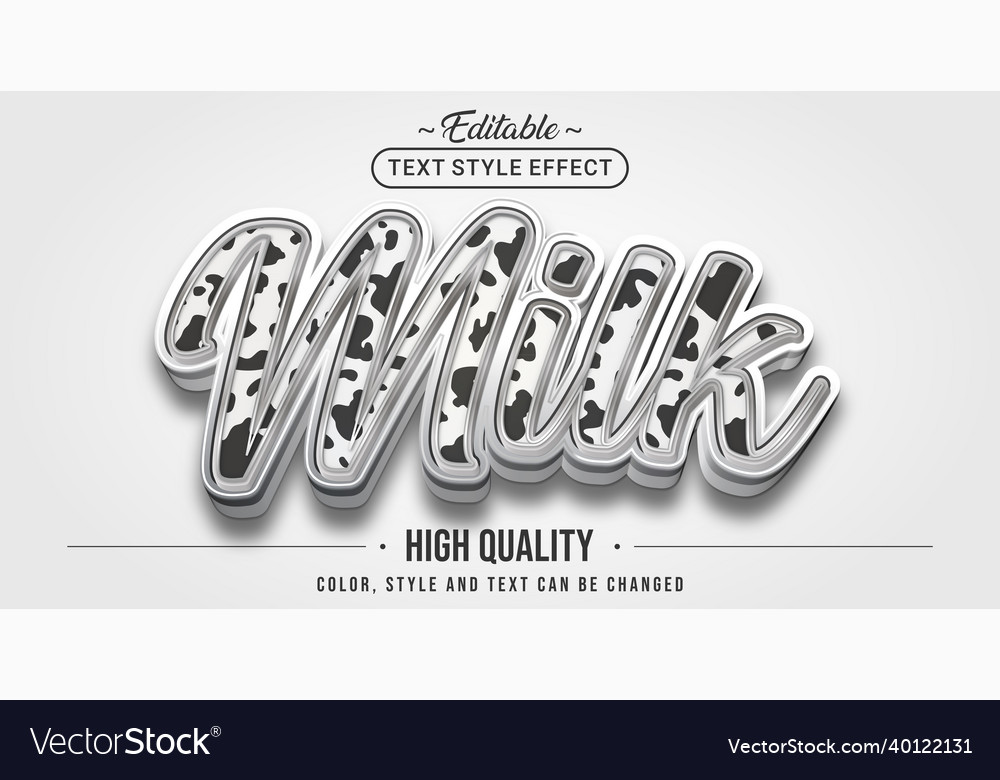 Editable text style effect - milk theme Royalty Free Vector