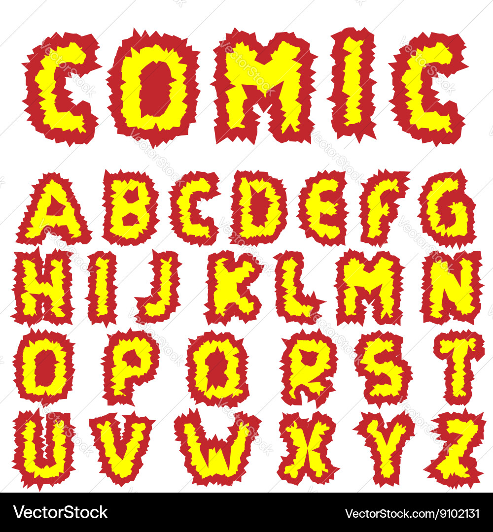 Effective comic alphabet Royalty Free Vector Image