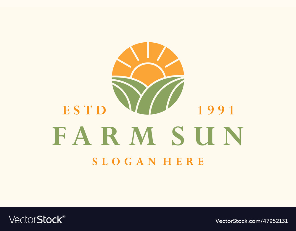 Farm sun Royalty Free Vector Image - VectorStock