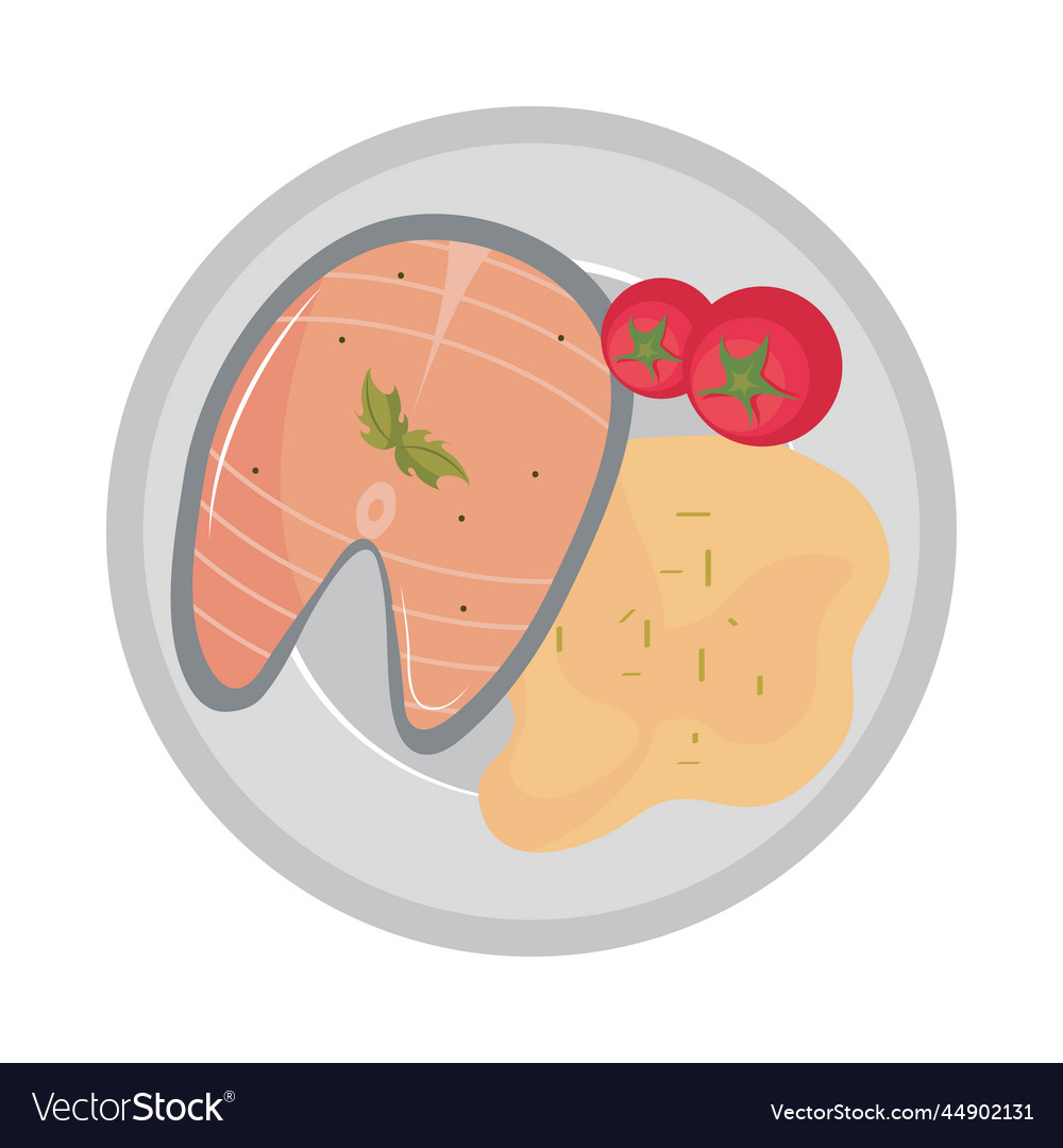 Fish and tomato Royalty Free Vector Image - VectorStock