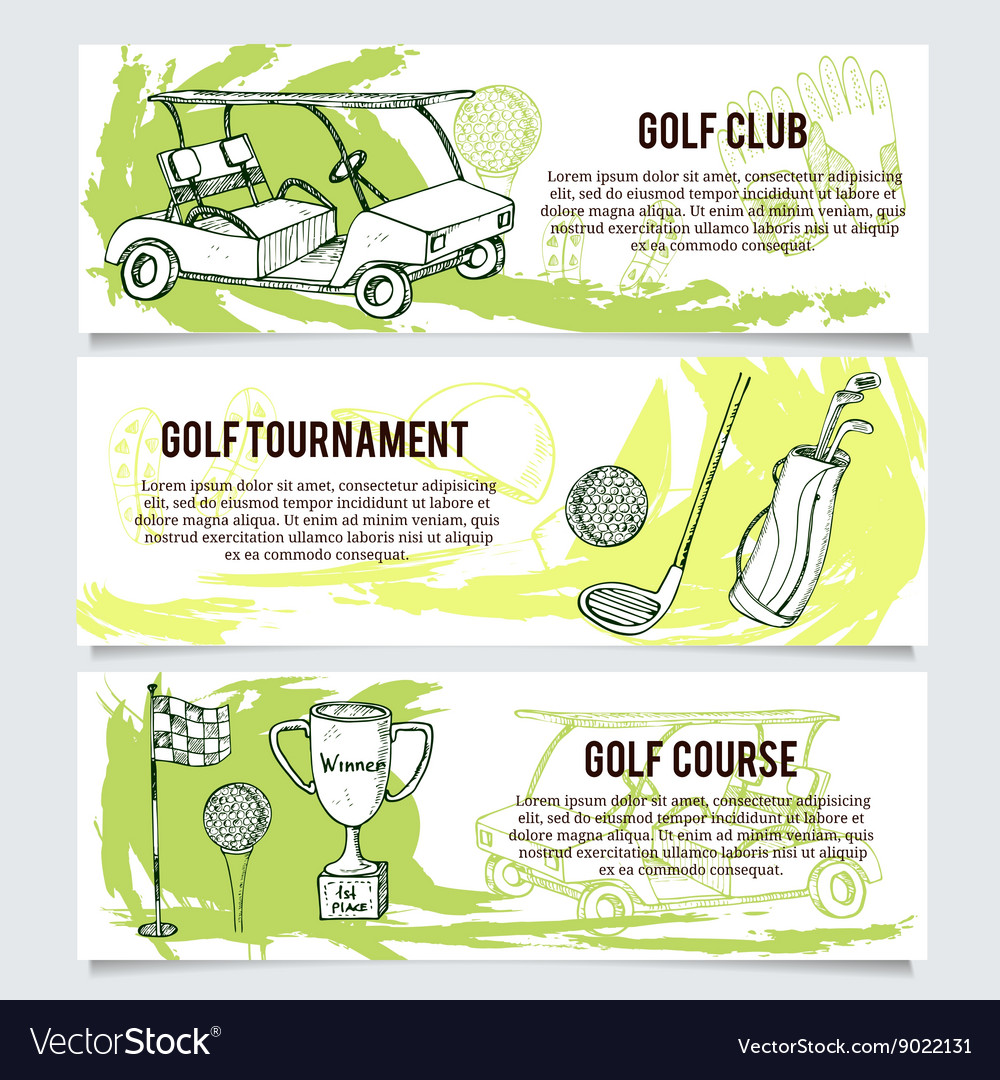 Golf banners or website header set Royalty Free Vector Image