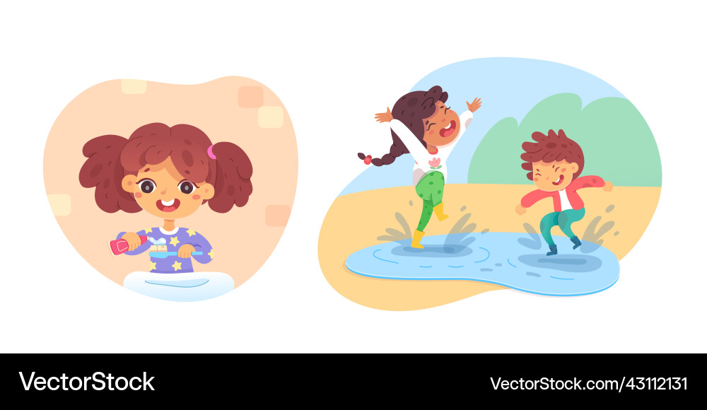 Good and bad behavior habits set kids jumping Vector Image