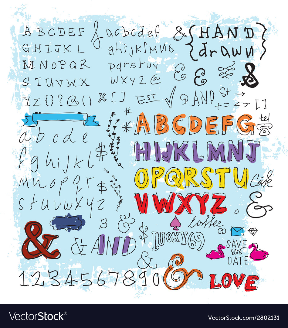 Hand drawn letters Royalty Free Vector Image - VectorStock