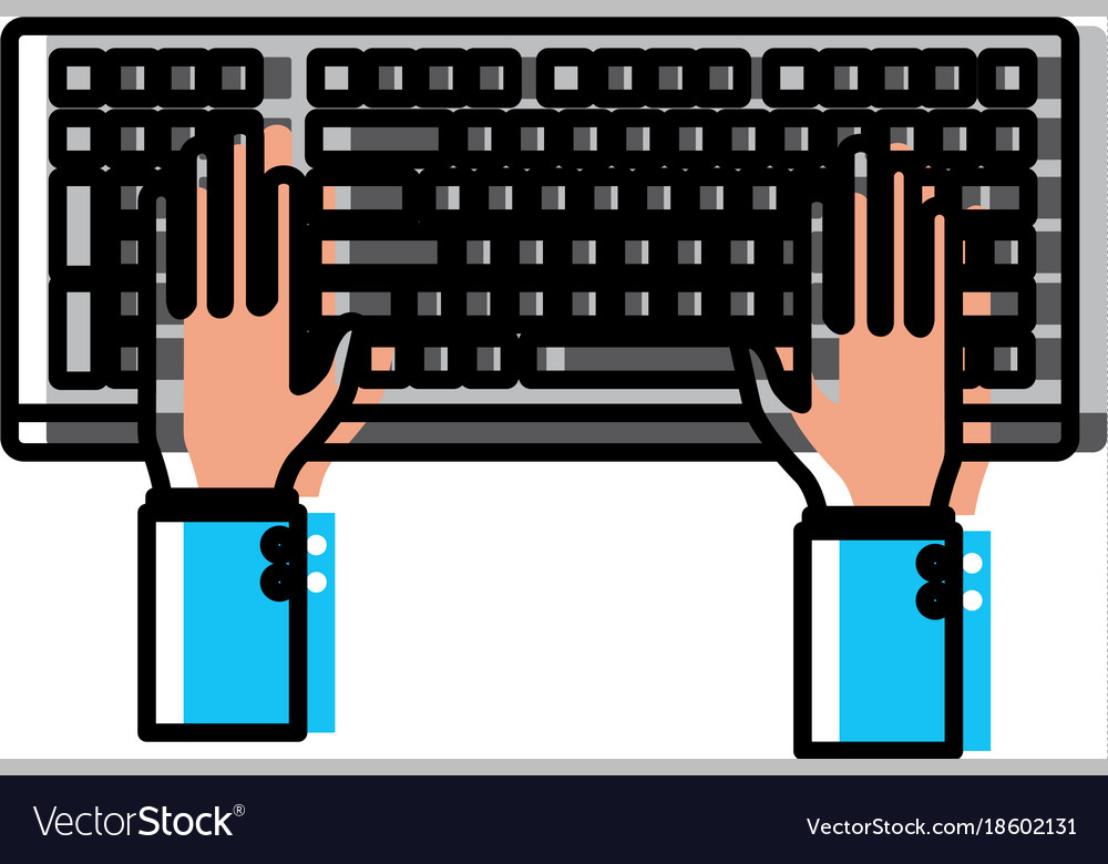 Hands in keyboard Royalty Free Vector Image - VectorStock