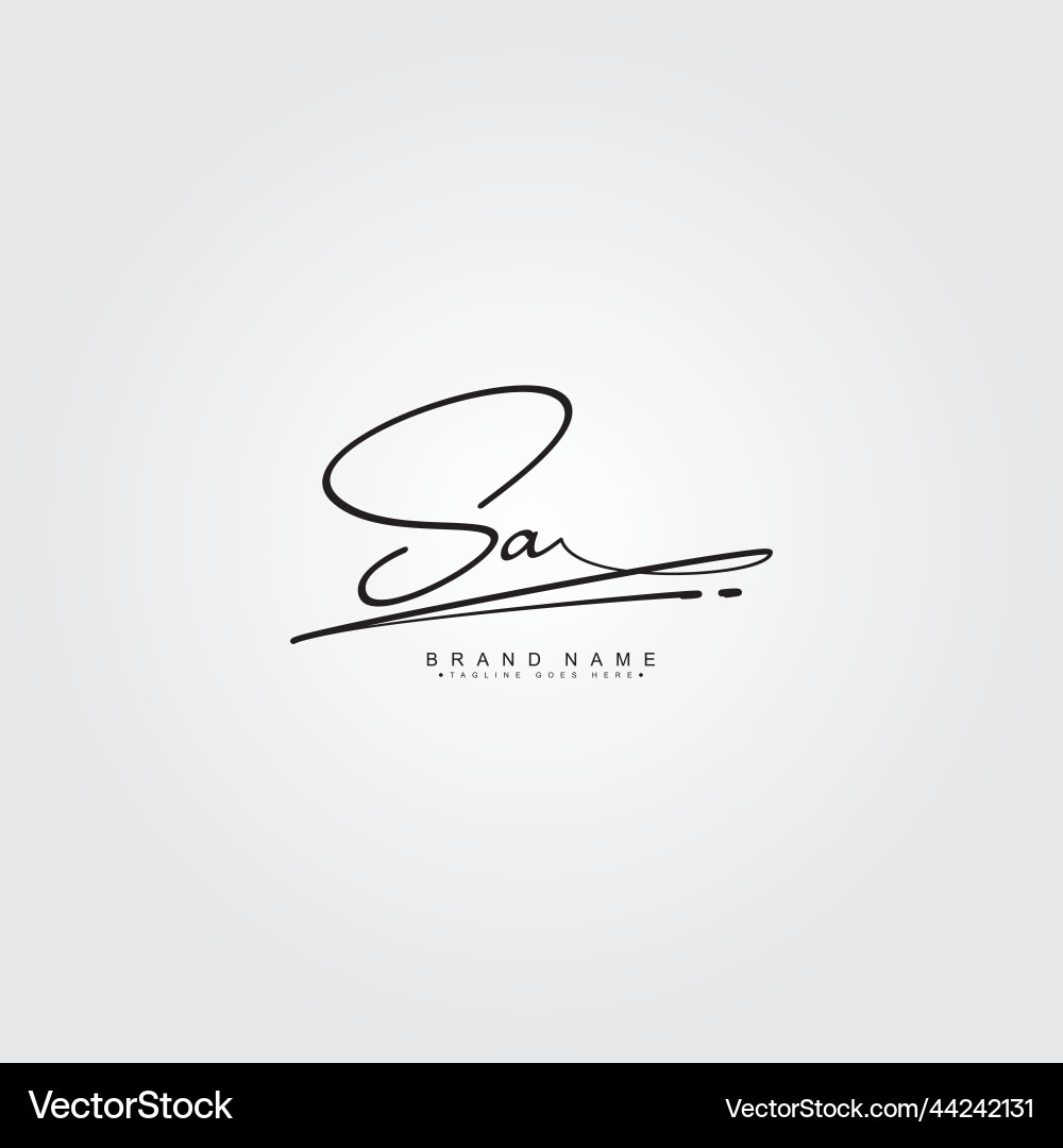 Initial letter sa logo - handwritten signature Vector Image