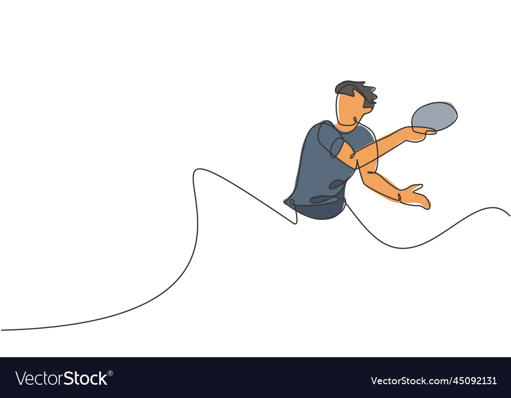 One single line drawing of young energetic man Vector Image