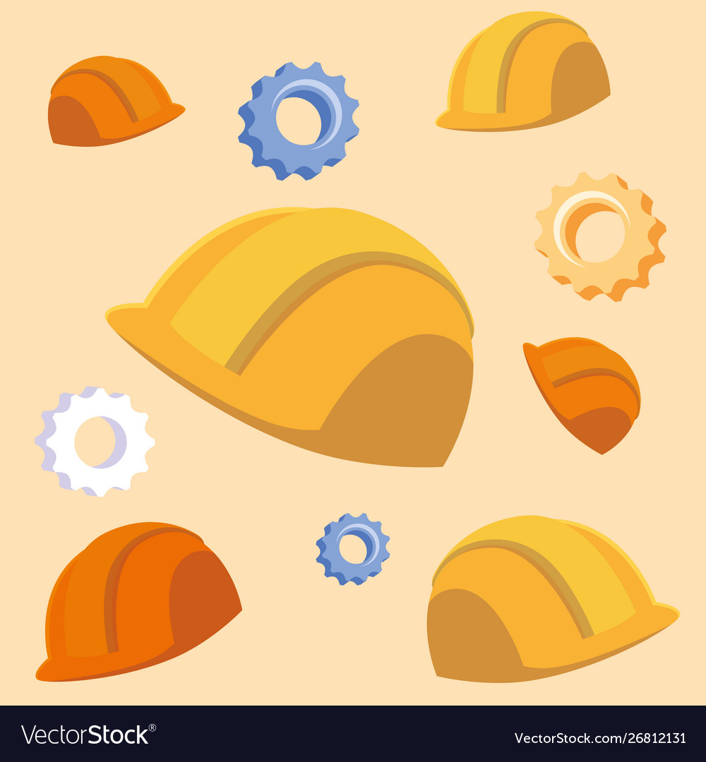 Pattern helmets security with gears Royalty Free Vector