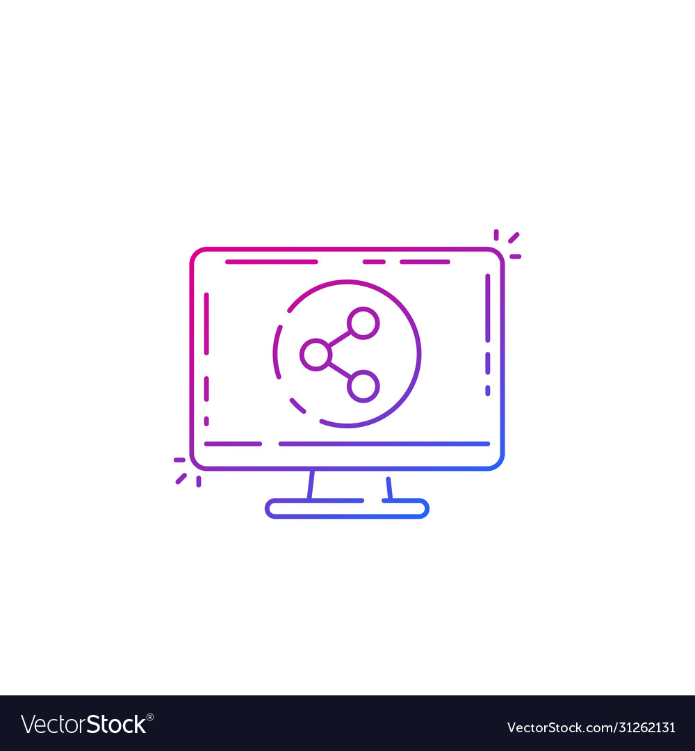 Shared screen line icon Royalty Free Vector Image