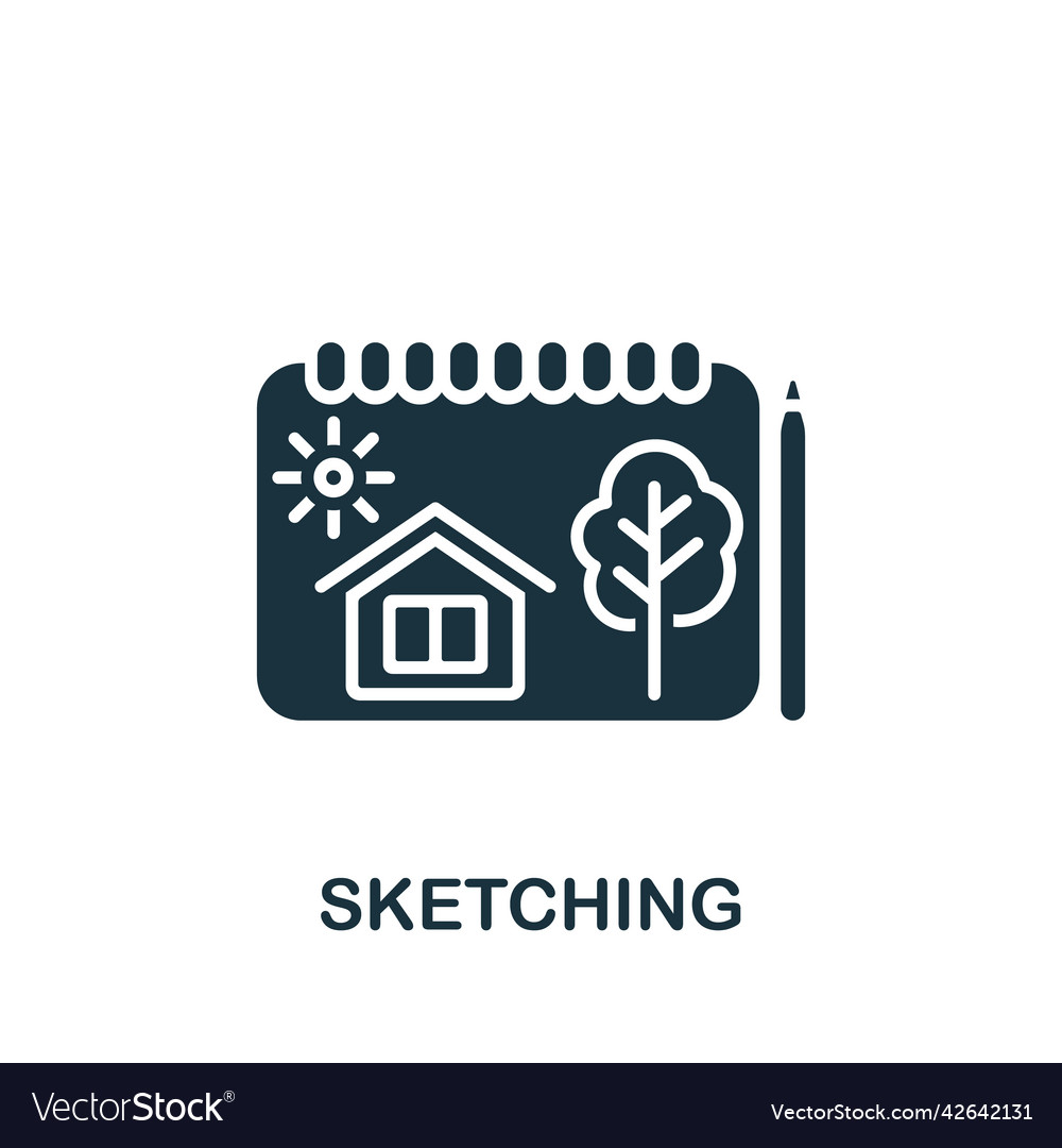 Sketching Icon Monochrome Simple Web Development Vector Image