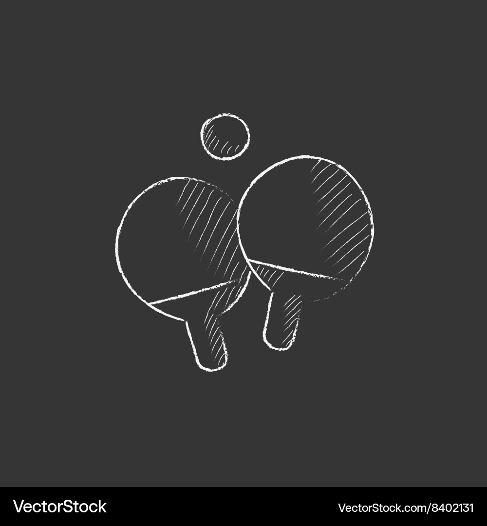 Table tennis racket and ball drawn in chalk icon Vector Image