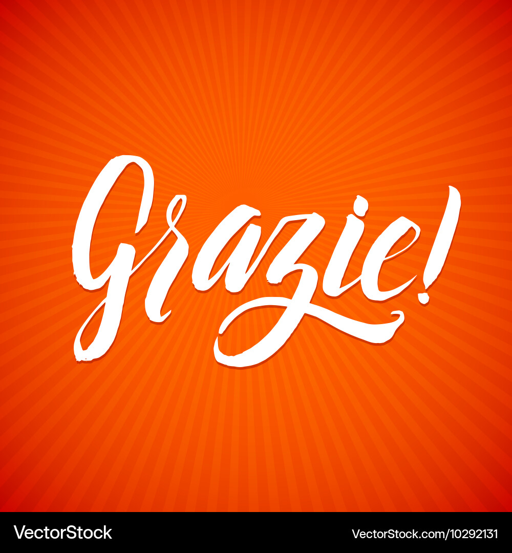 Thank you italian language white letters orange Vector Image