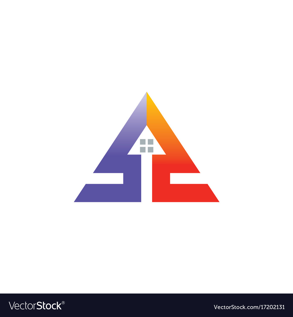 Triangle arrow house logo Royalty Free Vector Image