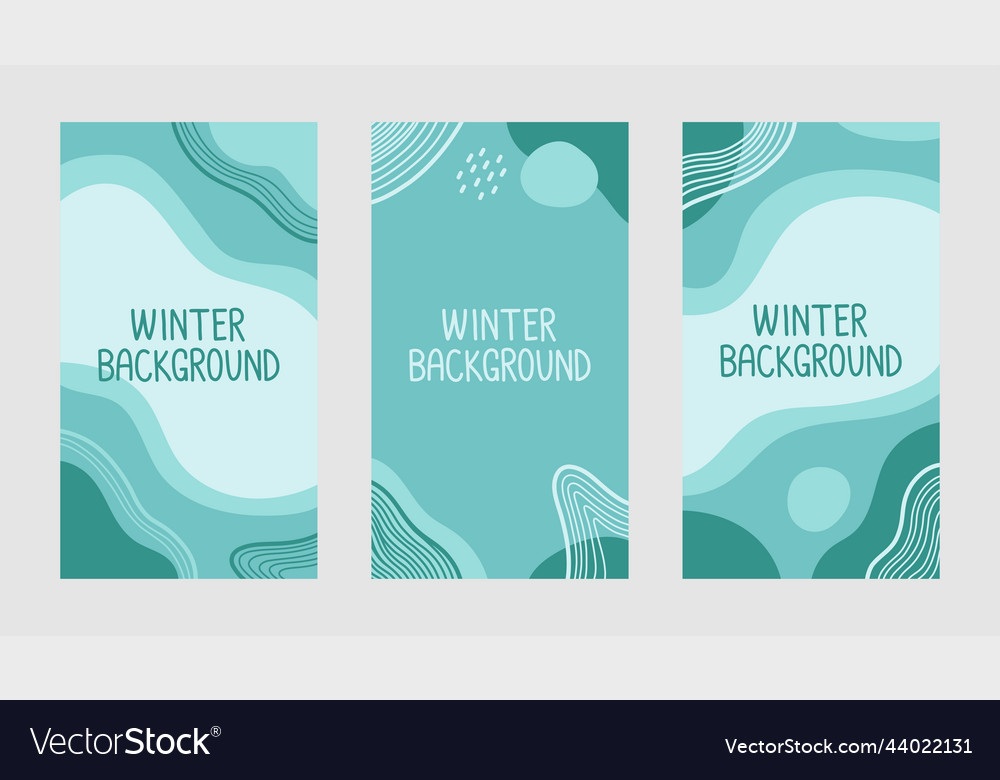 Winter background set blue flat design Royalty Free Vector