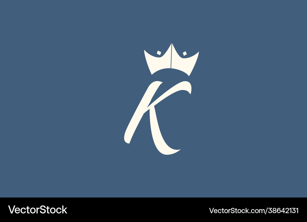 Yellow blue hand written k alphabet letter logo Vector Image