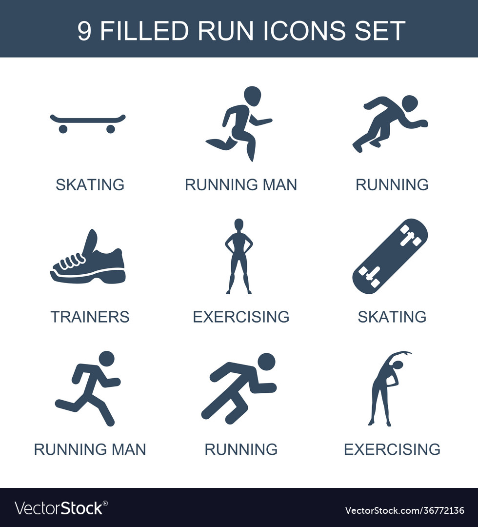 9 run icons Royalty Free Vector Image - VectorStock