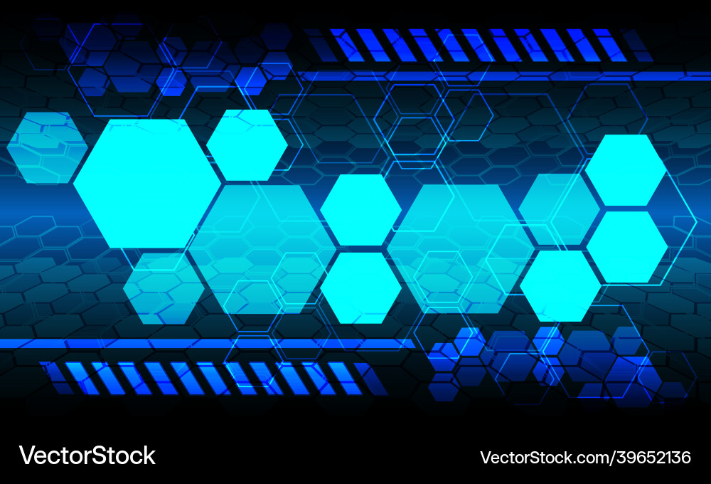 Blue technology hexagon monitor display data Vector Image