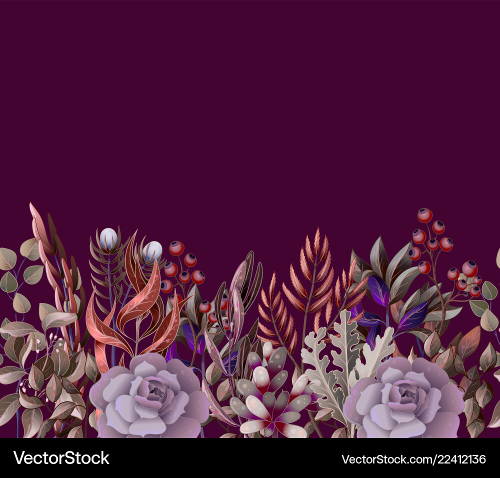 Border with leaves and succulent Royalty Free Vector Image