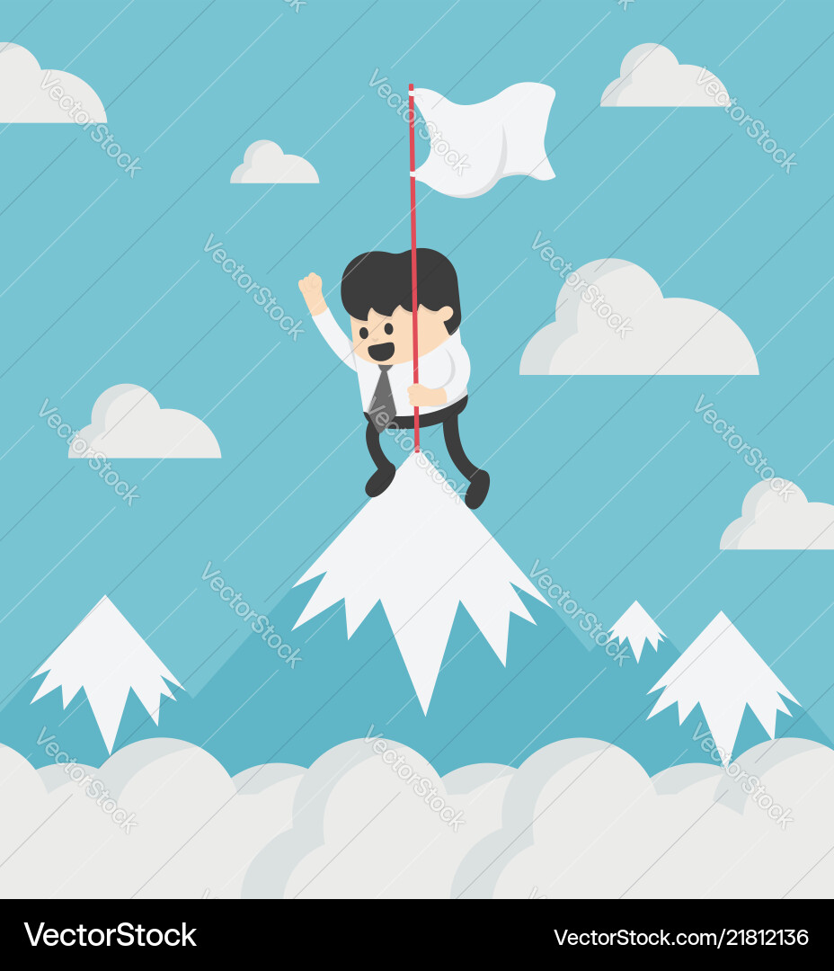 Businessman standing atop a hill top Royalty Free Vector