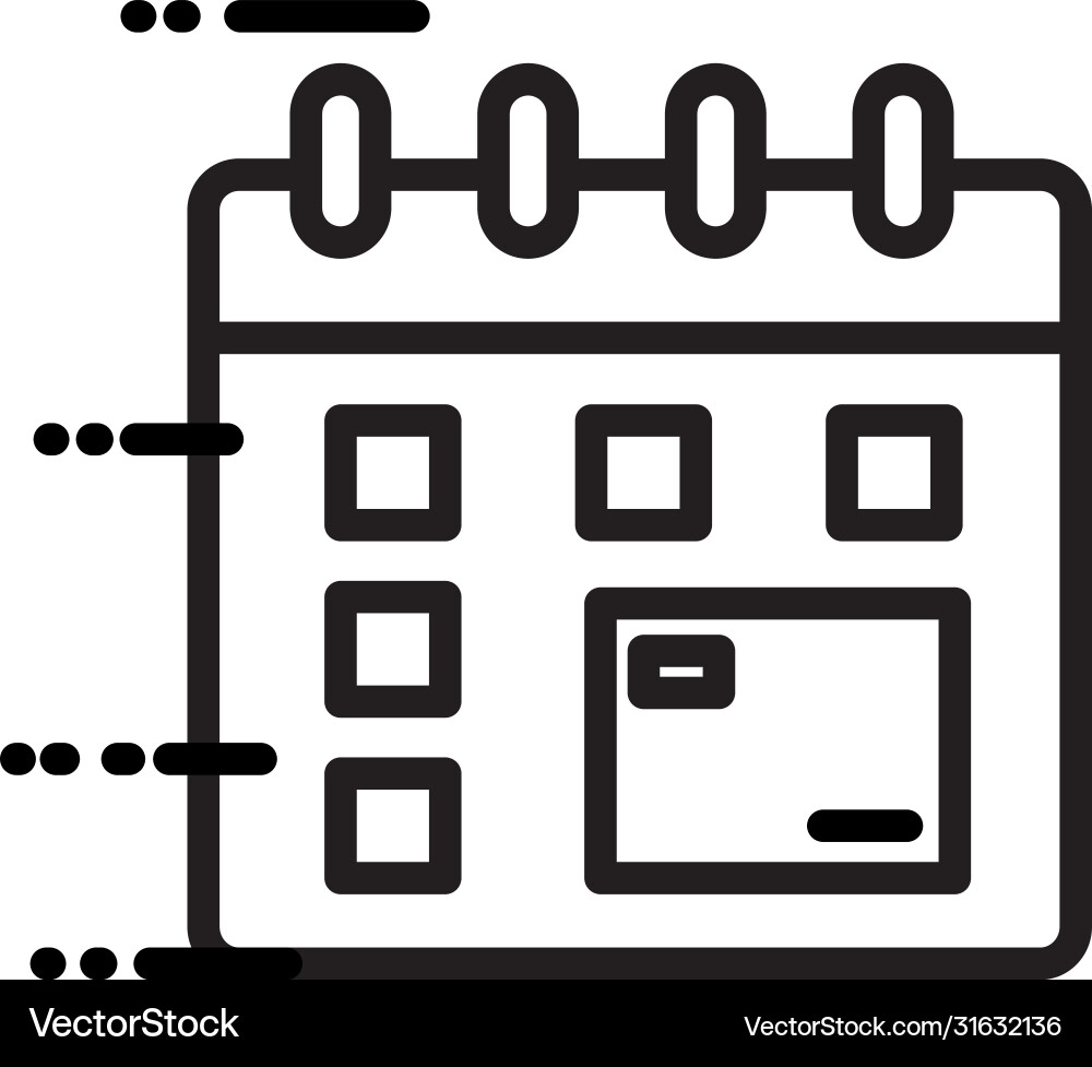 Calendar with box carton delivery service line Vector Image