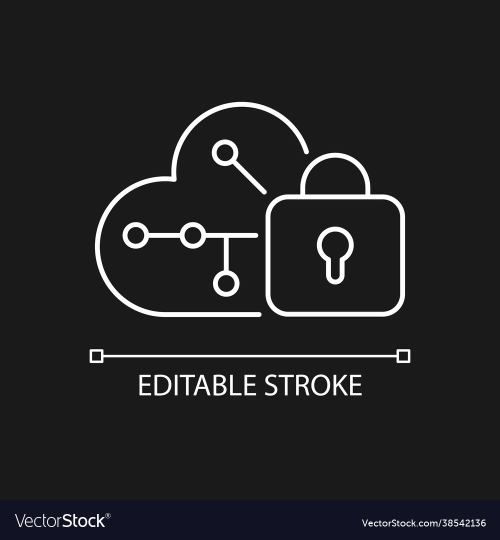 Cloud Encryption White Linear Icon For Dark Theme Vector Image