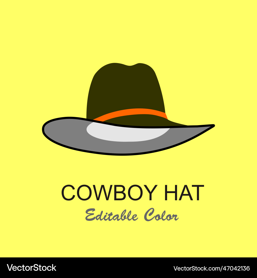 Cowboy hat color editable flat Royalty Free Vector Image