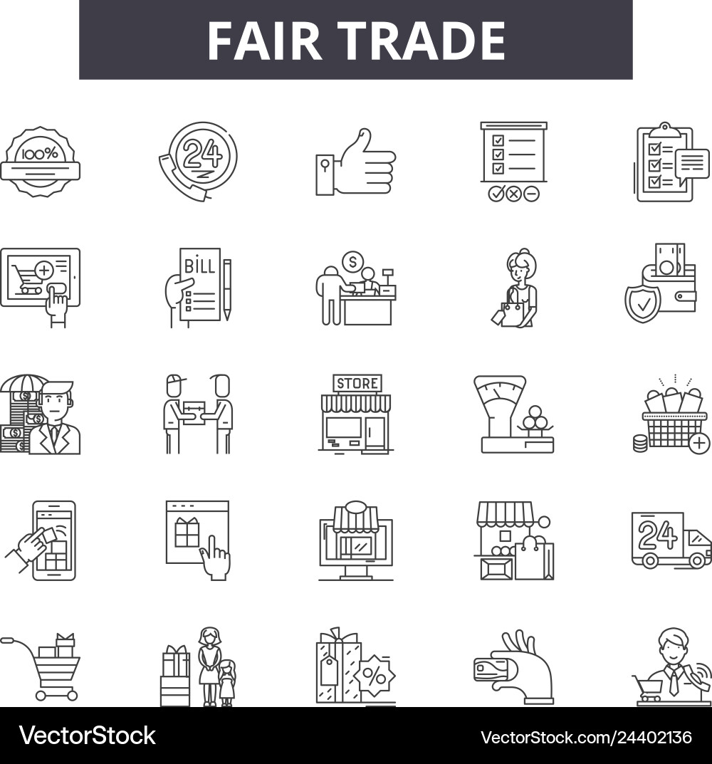 Fair trade line icons for web and mobile design Vector Image
