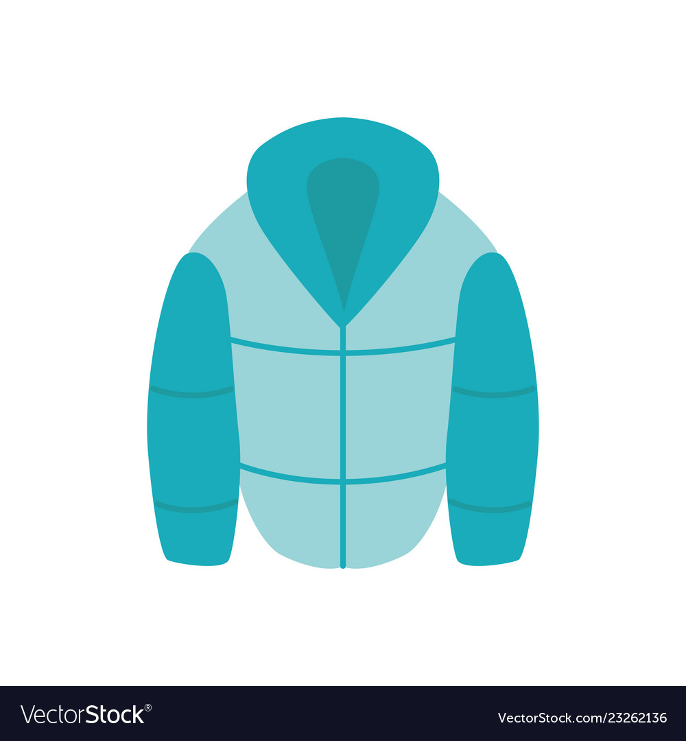 Flat warm green jacket icon Royalty Free Vector Image