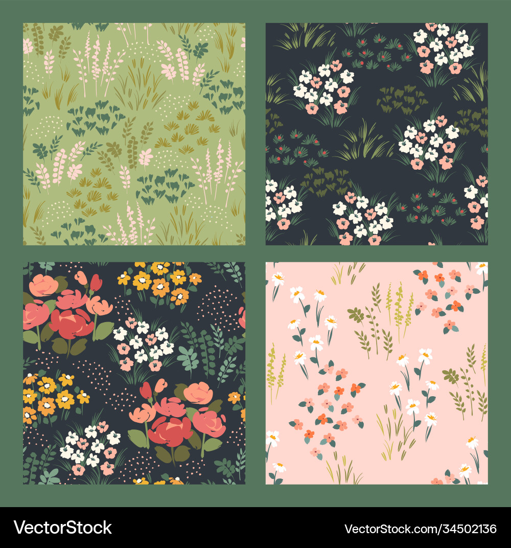 Floral abstract seamless patterns design Vector Image