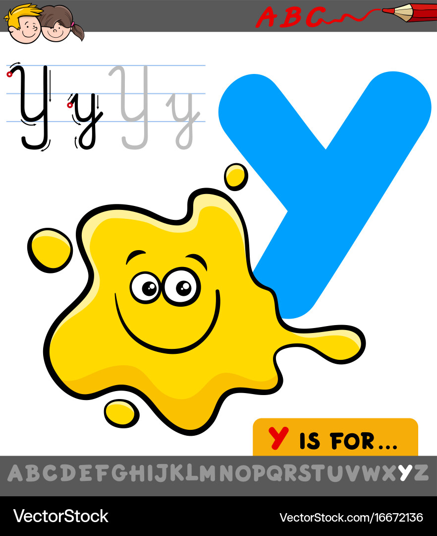 Letter y with cartoon yellow color Royalty Free Vector Image