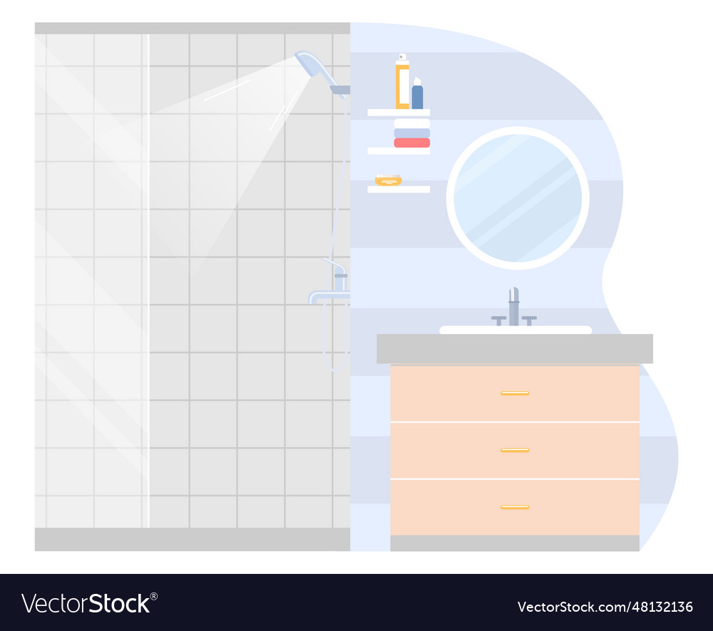 Modern bathroom interior design flat Royalty Free Vector