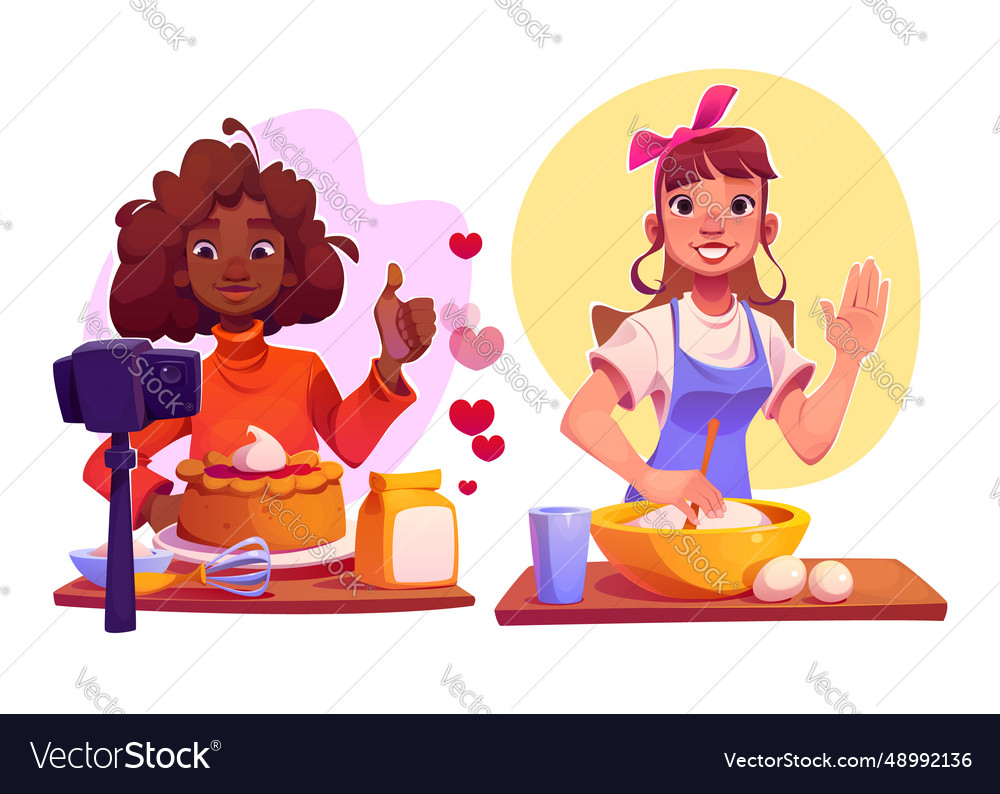 Online cooking classes - cartoon Royalty Free Vector Image