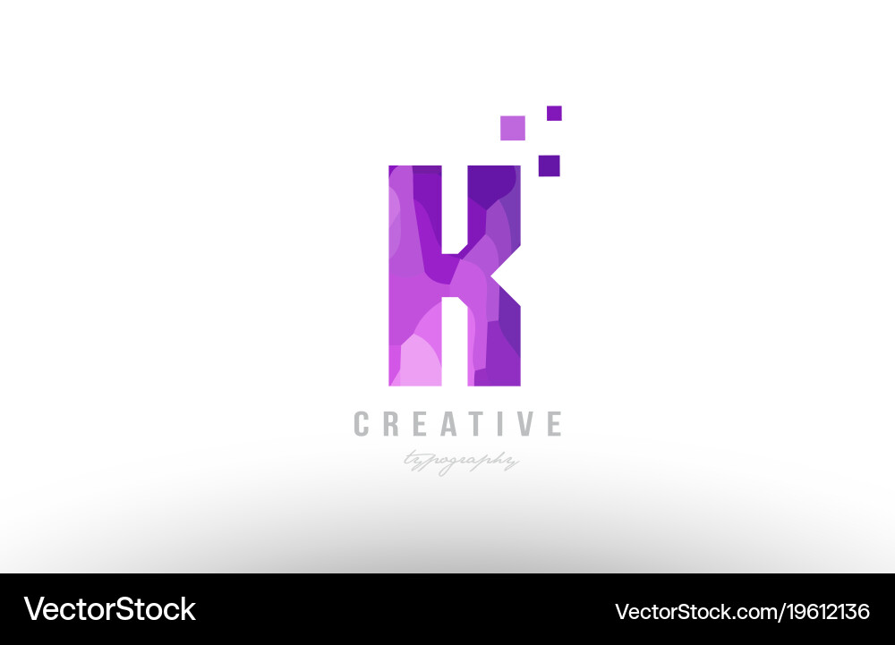 Pink alphabet letter logo k with squares Vector Image
